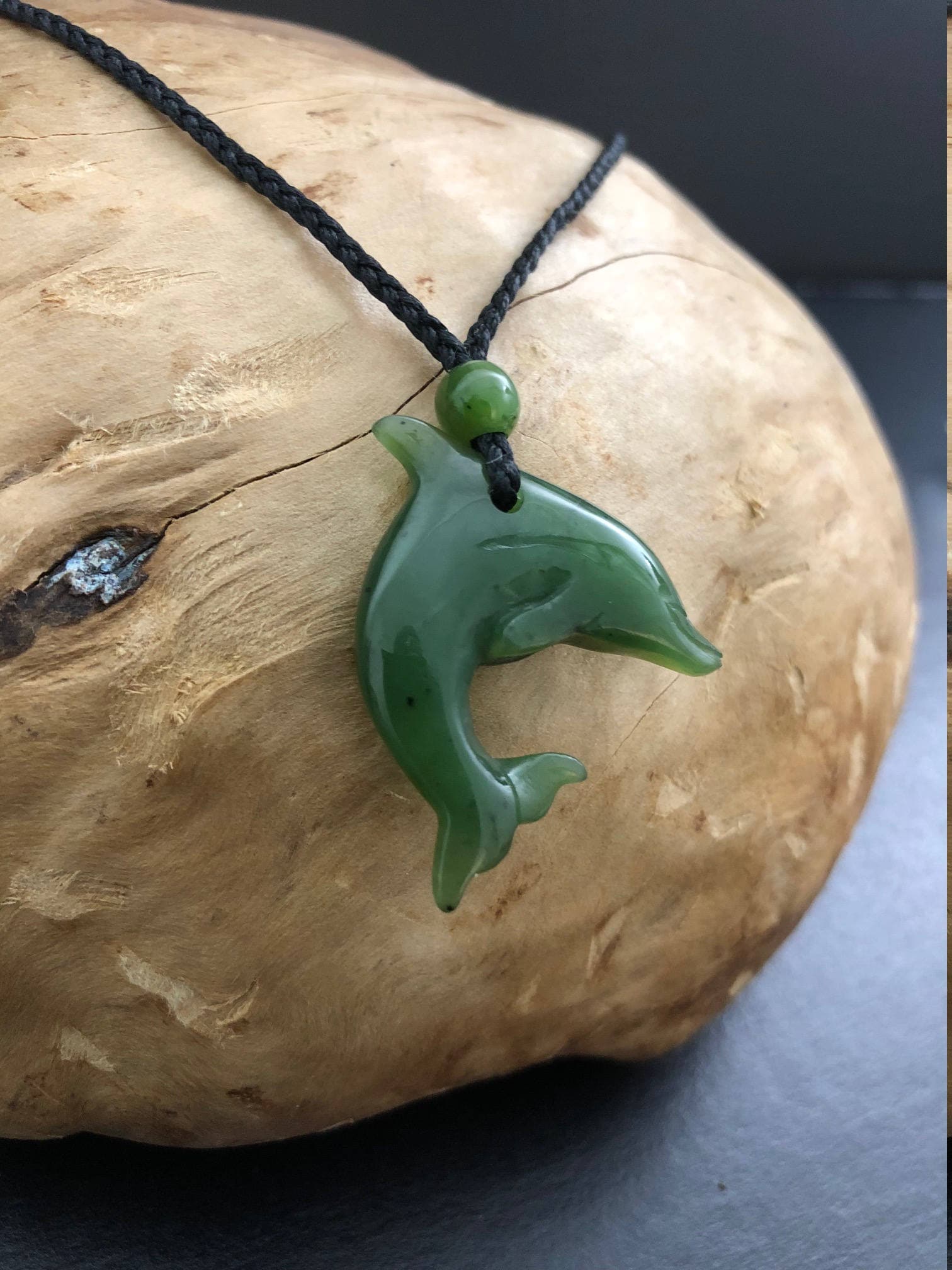 Canadian Nephrite Jade Dolphin Pendant Green Jade Jade | Etsy