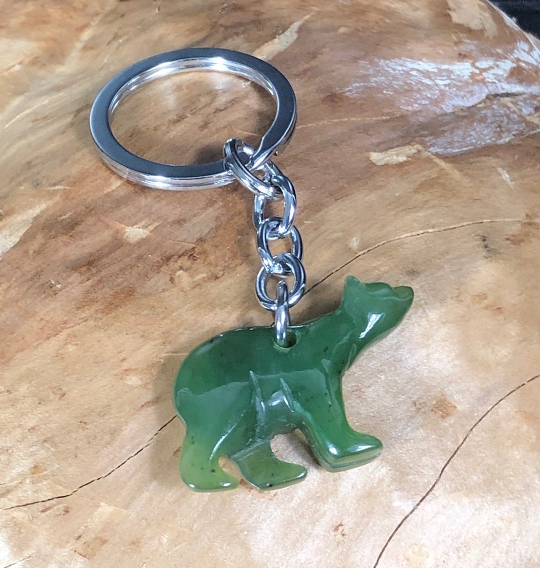 Canadian Nephrite Jade Polar Bear Key Chain - Jade Gift - Natural Jade ...