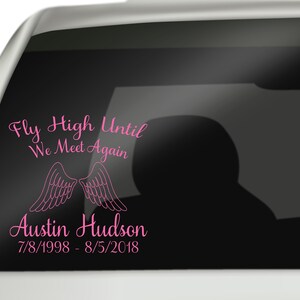 Fly High Until We Meet Again Angel Wings Decal, in Loving Memory Angel ...