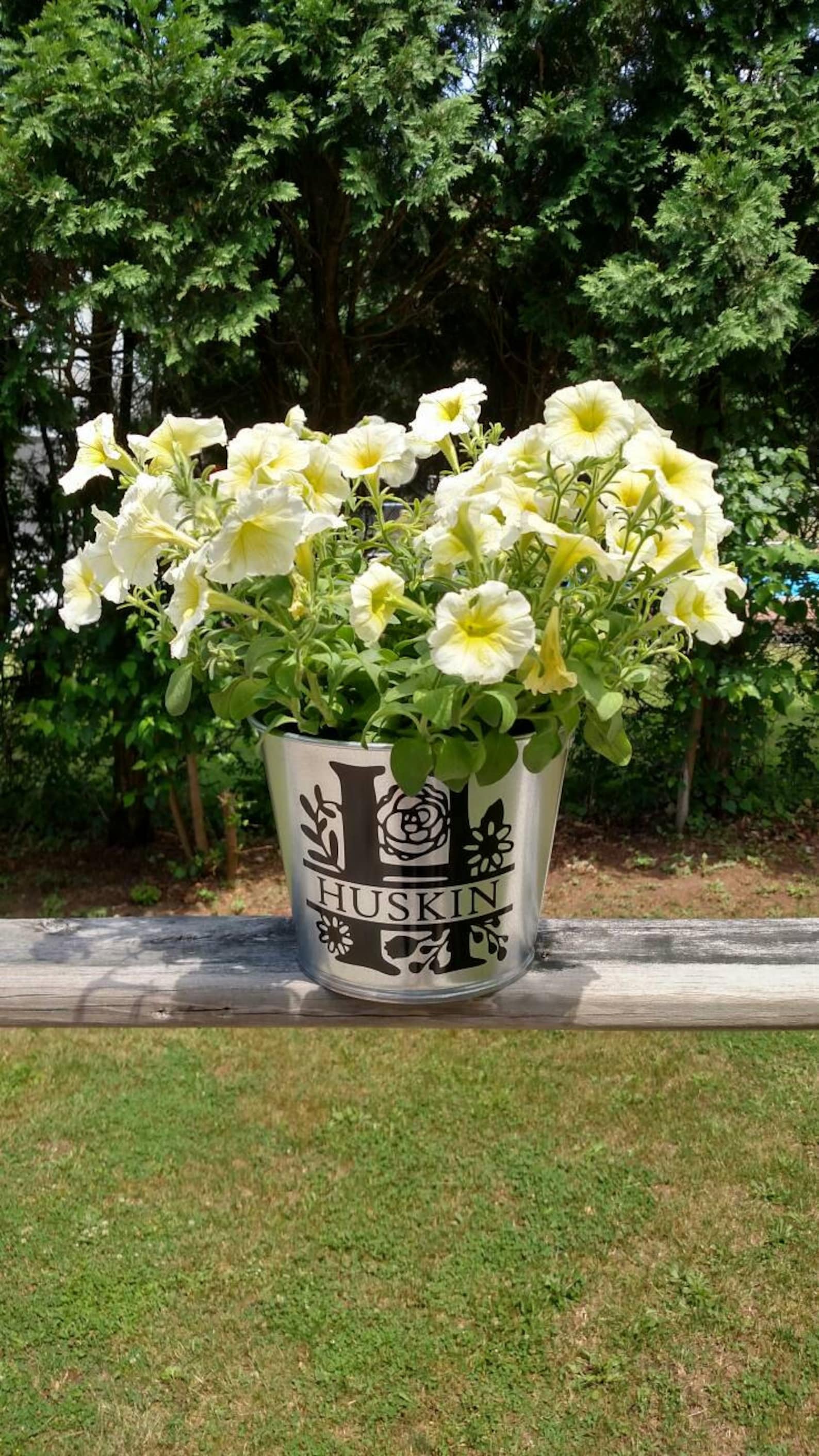 Personalized Monogrammed Flower Bucket, Flower Pail, Flower Pot ...