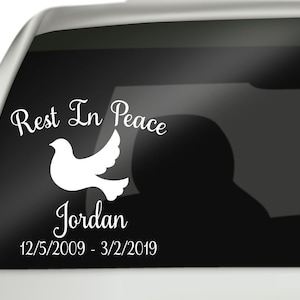 Rest in Peace Dove Decal, in Loving Memory Dove Decal, Remembrance ...