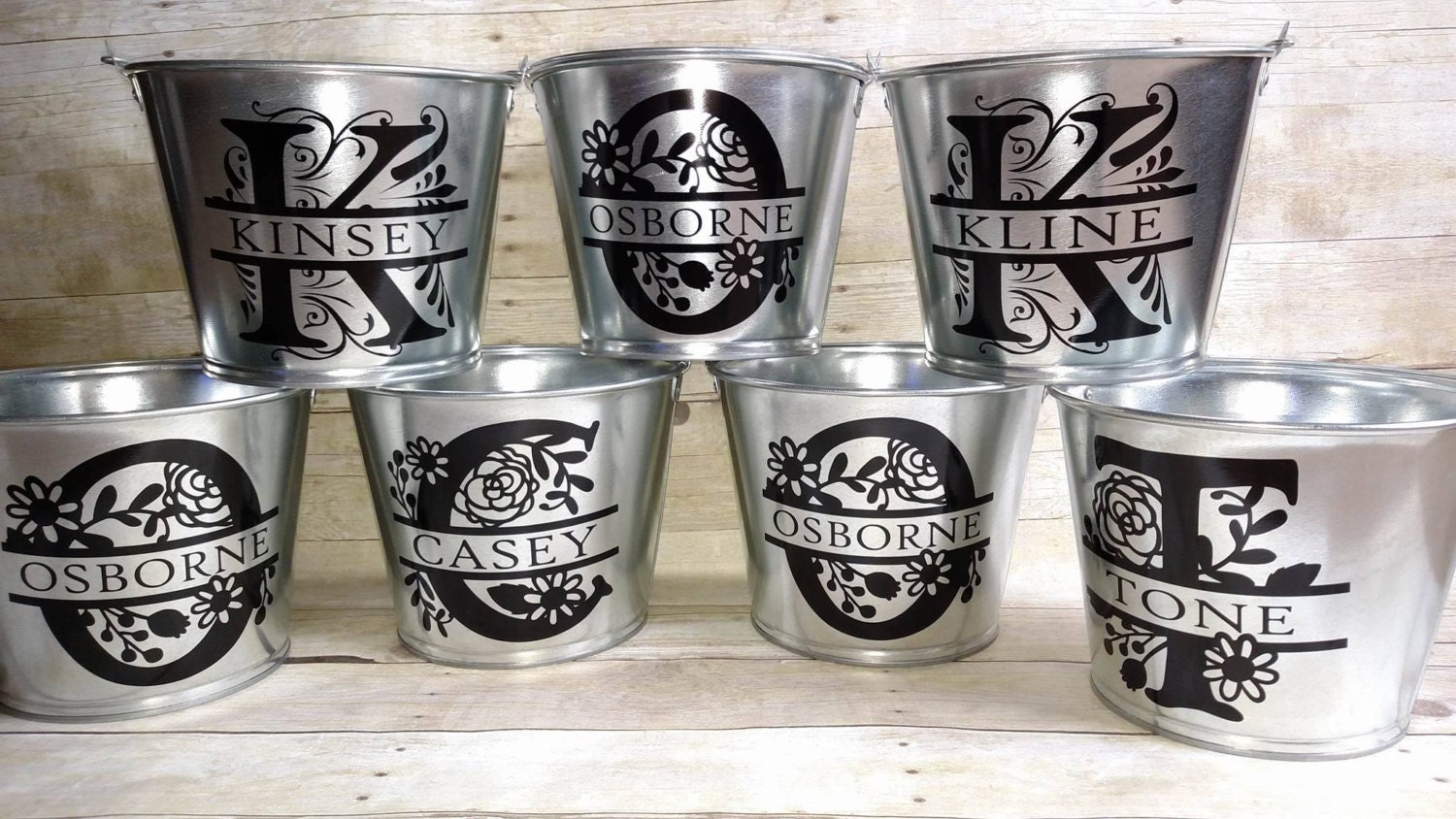 Personalized Monogrammed Flower Bucket, Flower Pail, Flower Pot ...