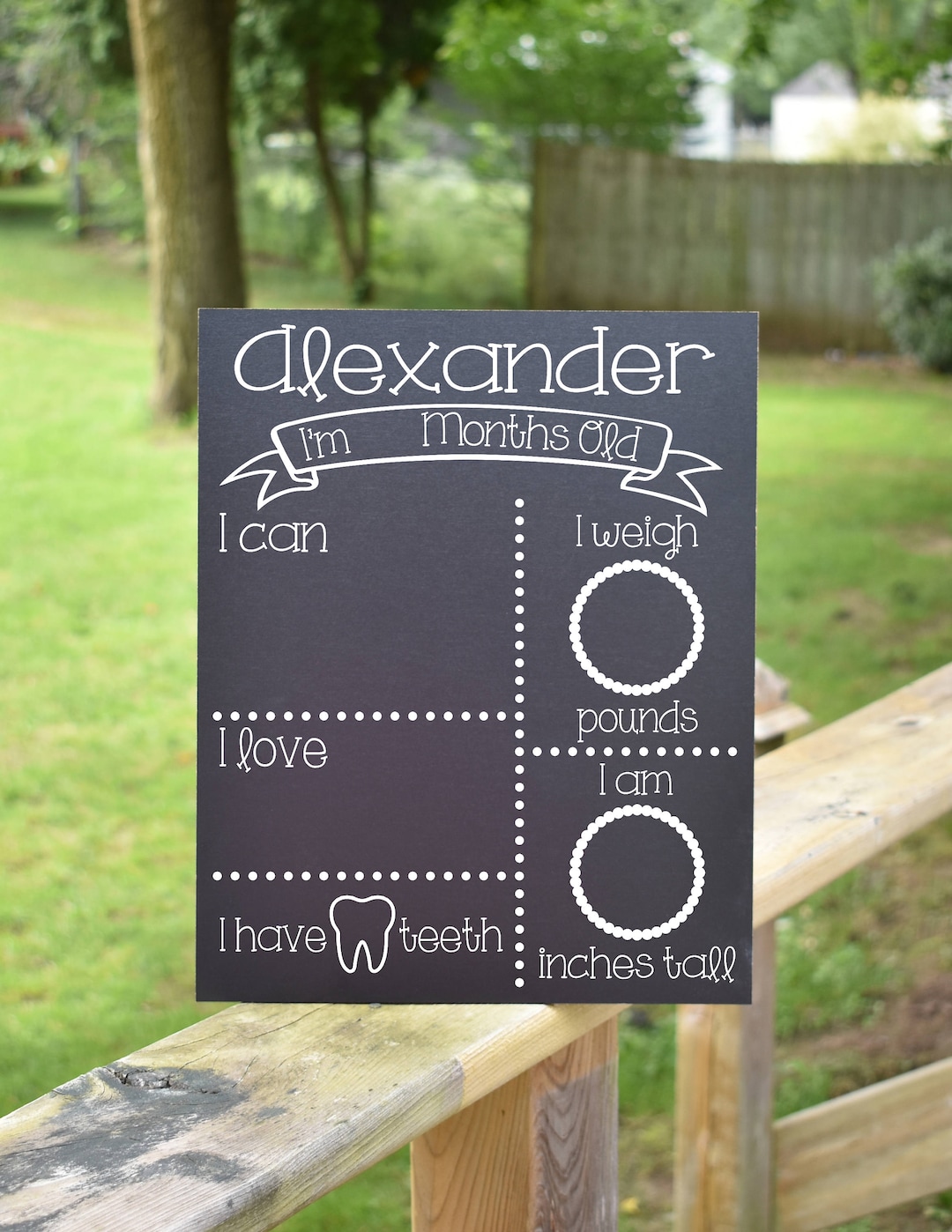 Personalized Chalkboard Monthly Baby Statistics Sign, Monthly Baby Sign ...
