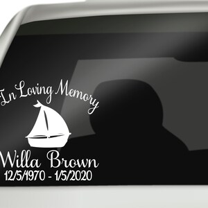 In Loving Memory Sailboat Decal, Remembrance Decal, in Loving Memory ...