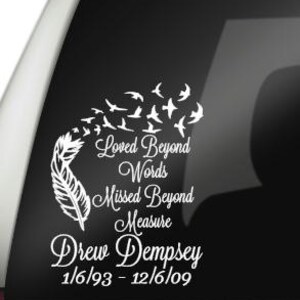 Loved Beyond Words, Missed Beyond Measure Car Decal, in Loving Memory ...