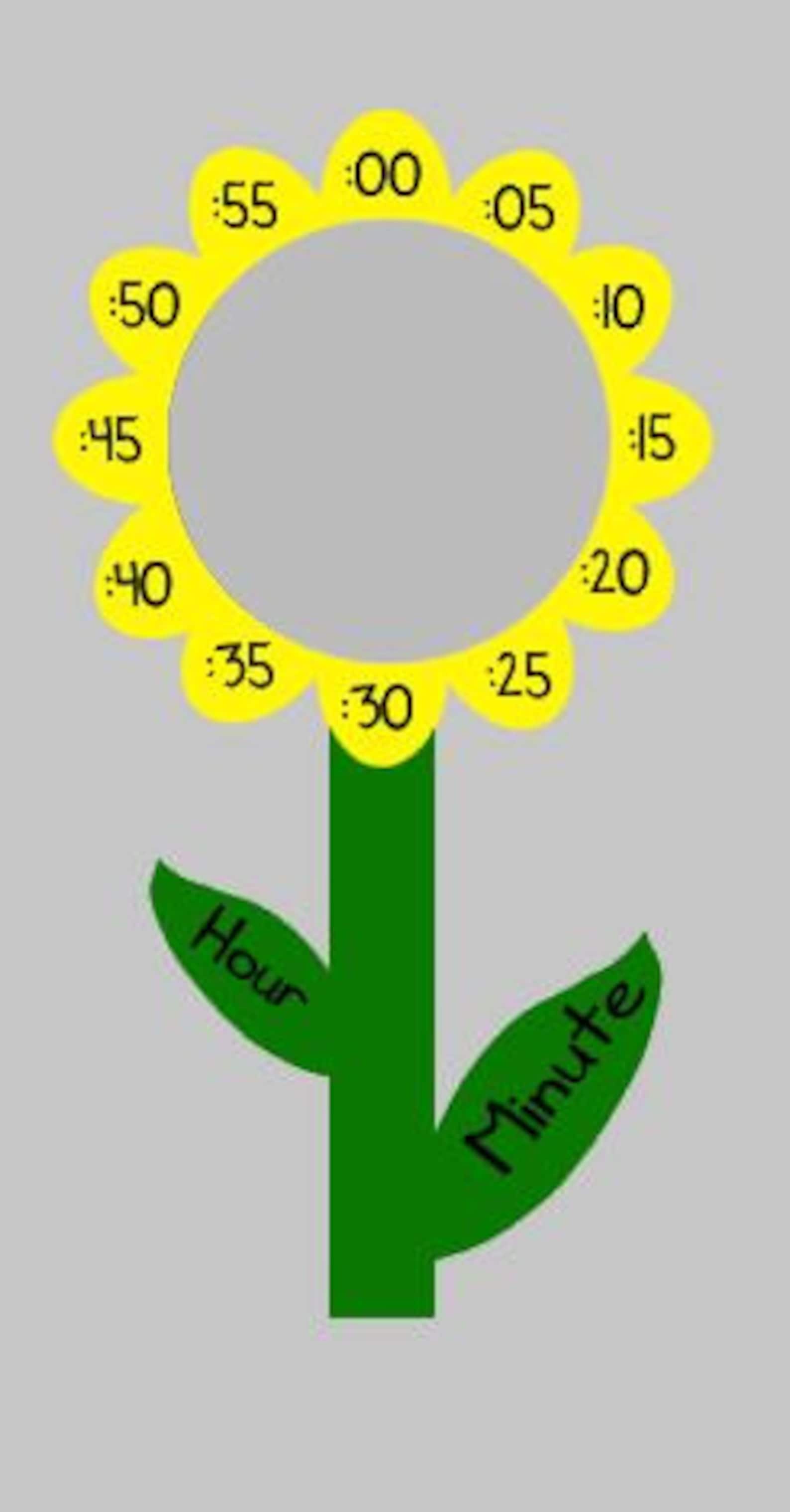 Flower Wall Decal to Help Kids Tell Time, Time Telling, Flower Decal ...