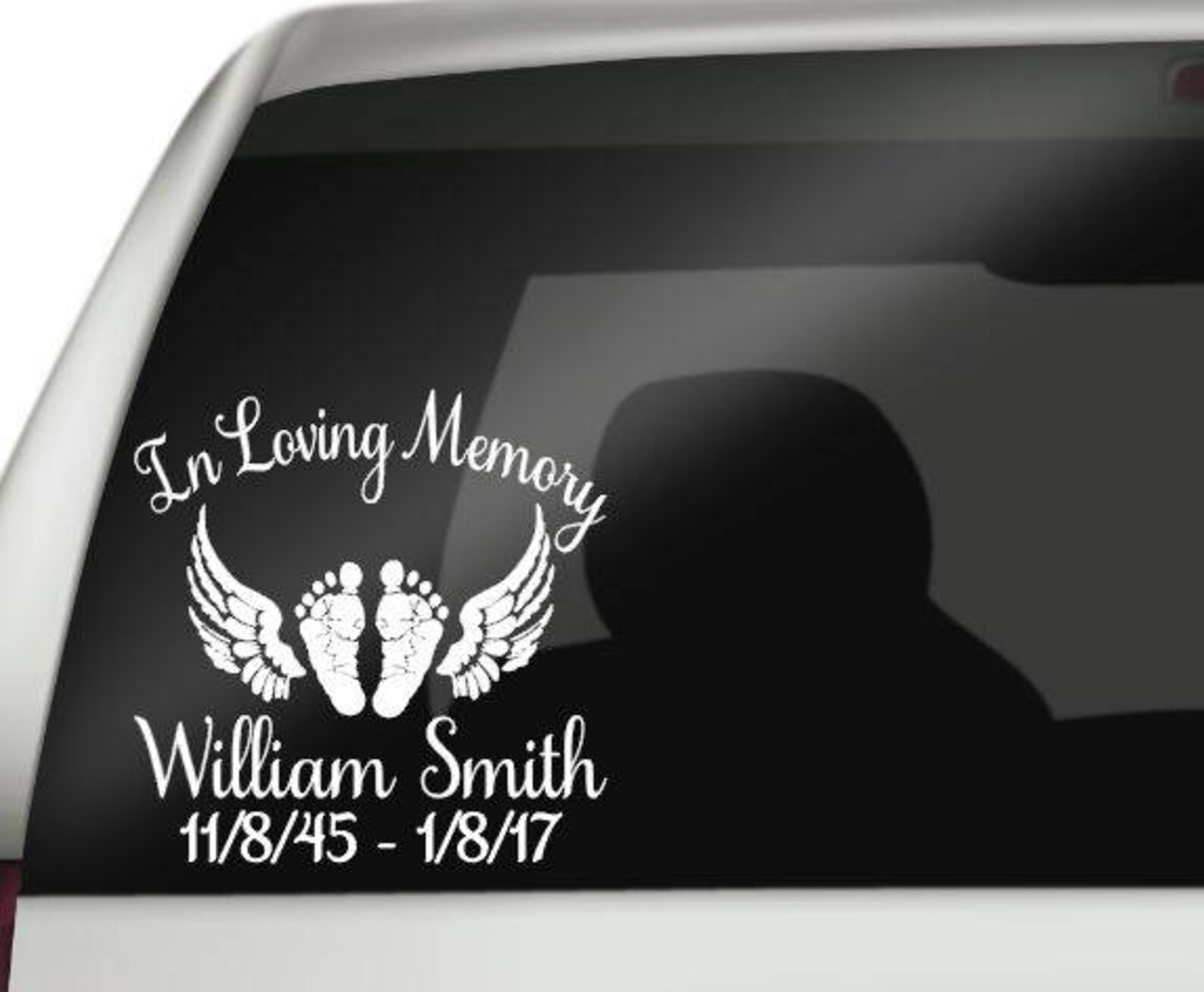 In Loving Memory Angel Baby Car Decal, Baby Feet With Wings Car Decal ...
