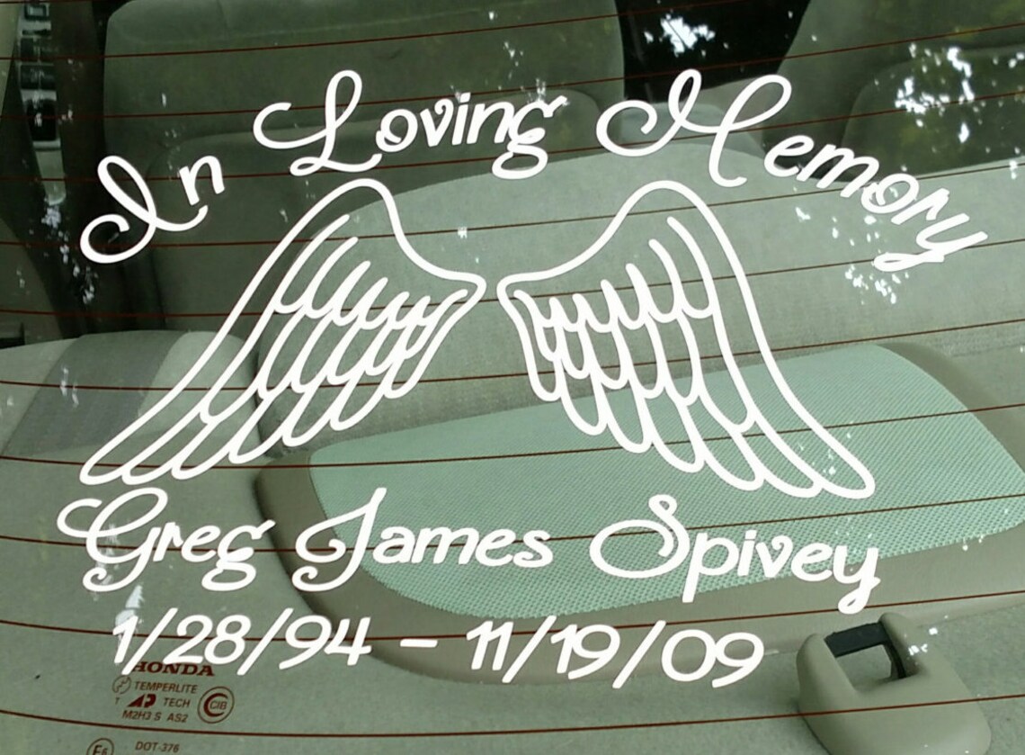 In Loving Memory Angel Wings Car Decal, Angel Wings Memorial Decal ...