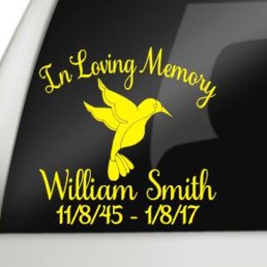 In Loving Memory Hummingbird Decal, Remembrance Decal, in Loving Memory ...