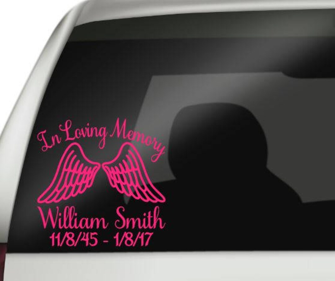 In Loving Memory Angel Wings Decal, Angel Wings Memorial Decal, in ...