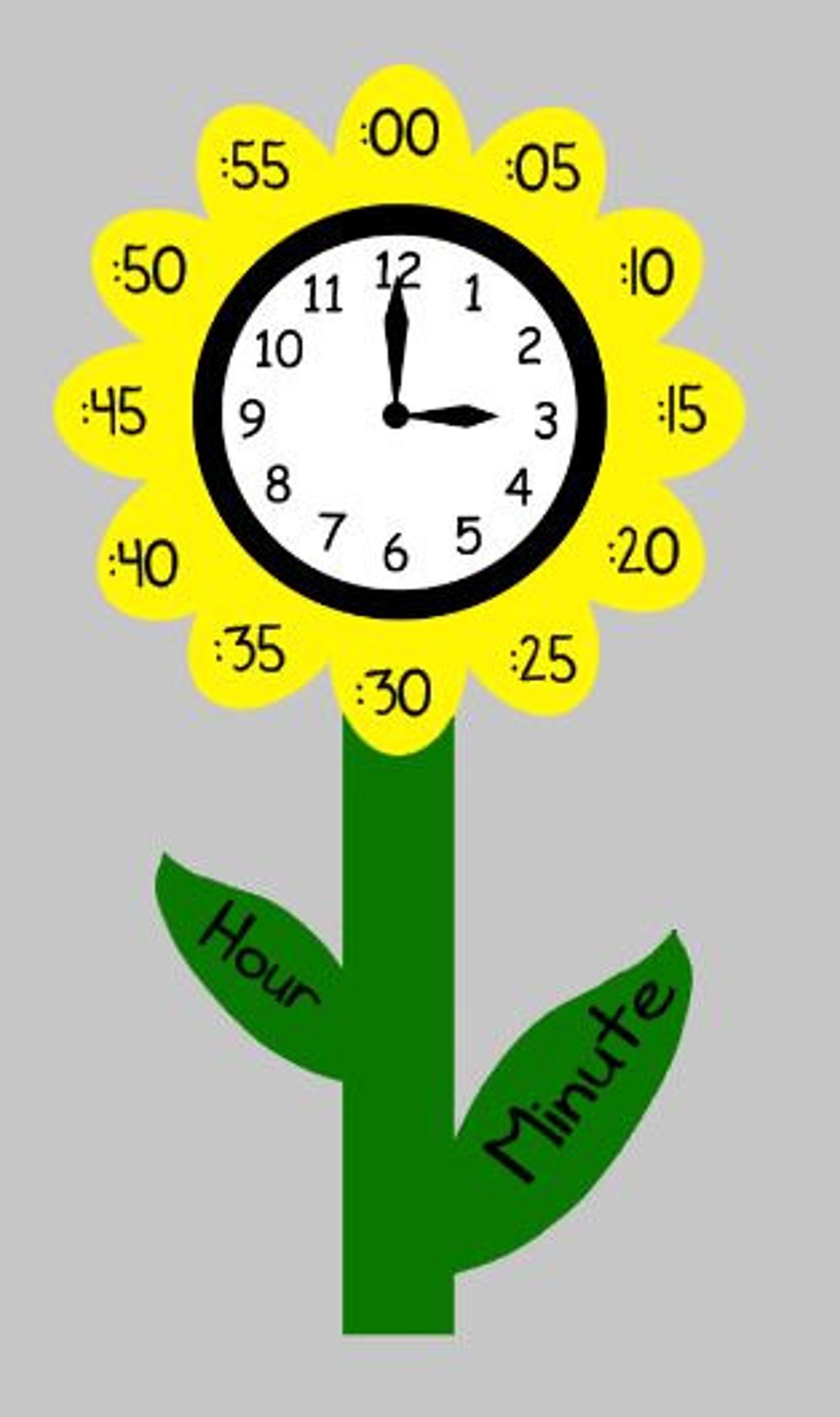 Flower Wall Decal to Help Kids Tell Time, Time Telling, Flower Decal ...