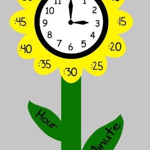 Flower Wall Decal to Help Kids Tell Time, Time Telling, Flower Decal ...