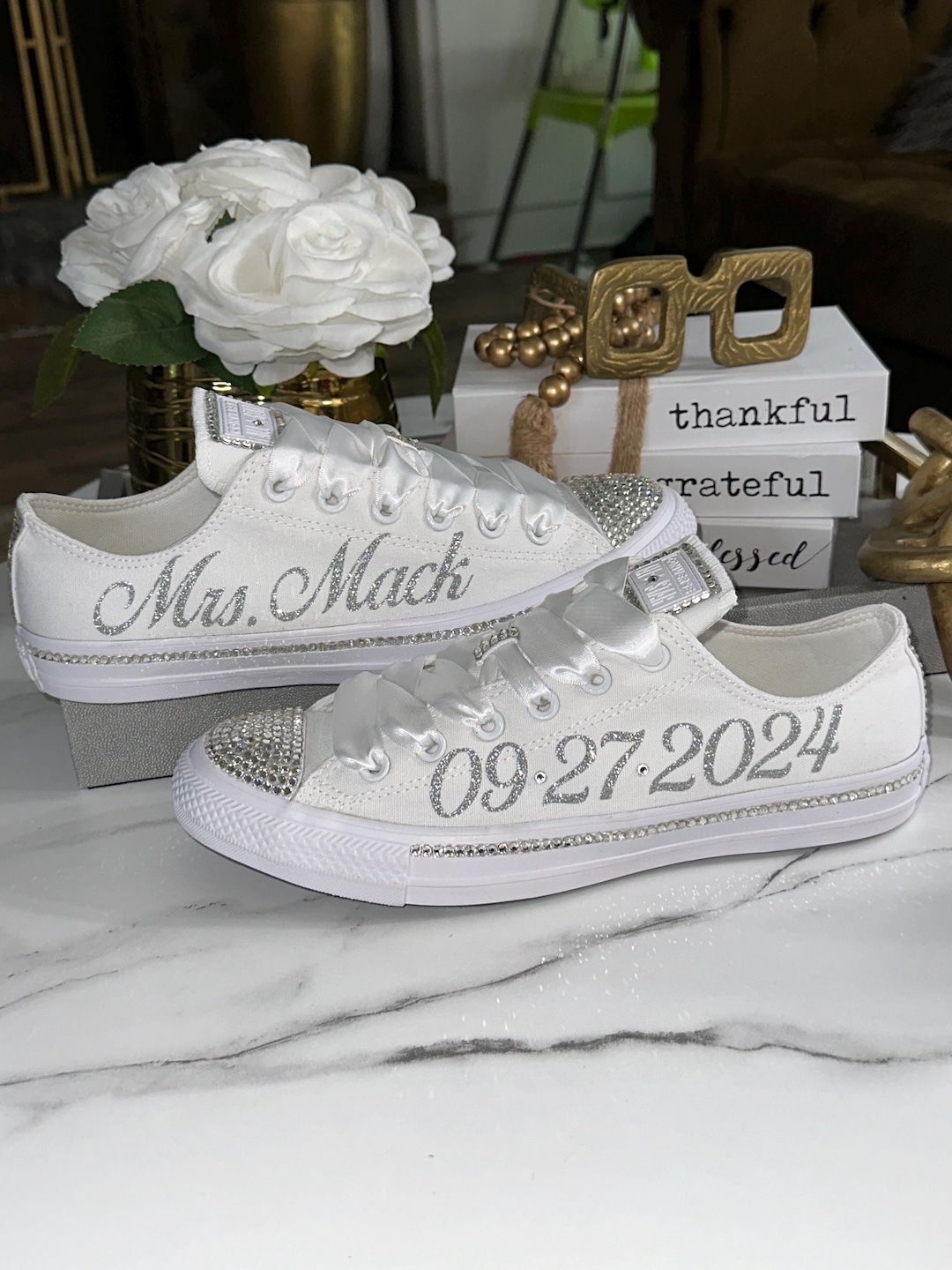 Bride Wedding Sneakers W/ Date - Etsy