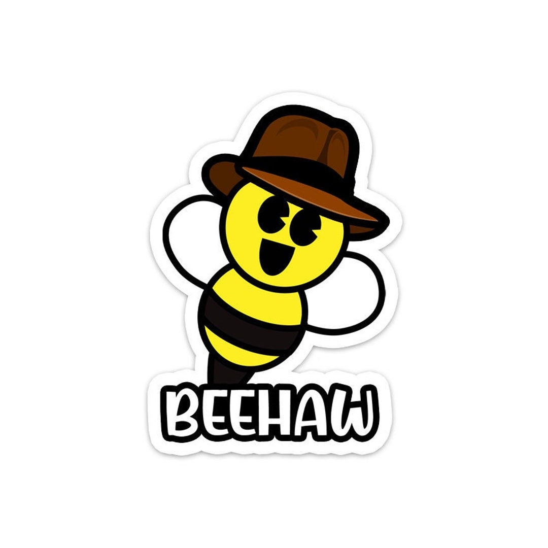 BEEHAW Cowboy Bee Waterproof Sticker - Black & Yellow - Etsy