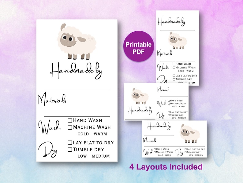 Handmade Printable Sheep Care Tags for Crochet and Knit - Etsy