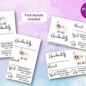 Handmade Printable Sheep Care Tags for Crochet and Knit, Printable Care ...