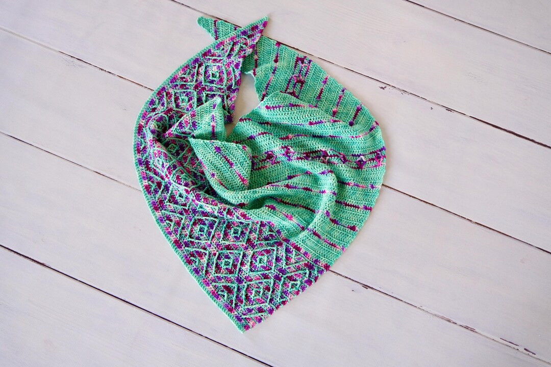 Triangle Crochet Shawl Pattern, Inscribed Diamonds Post Stitch Crochet ...