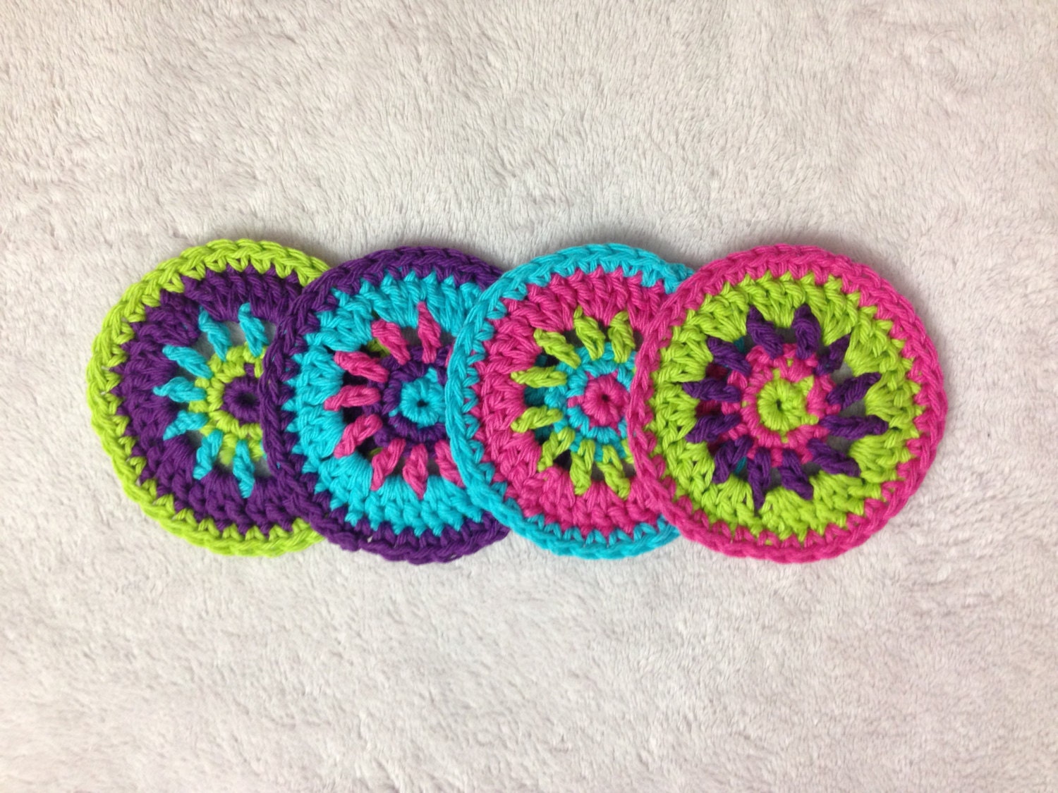 Colorful Circle Coaster Crochet Pattern Crochet Coaster Set - Etsy