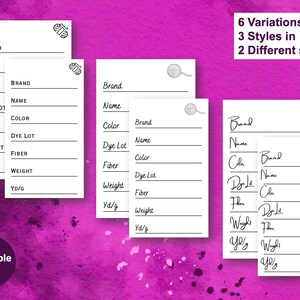 Printable Yarn Labels, Printable Yarn Cards, Yarn Information Tags for ...