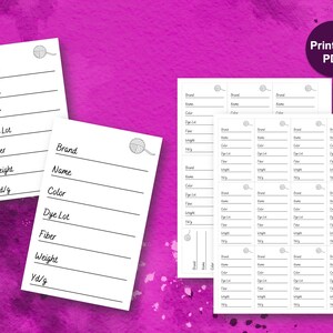 Printable Yarn Labels, Printable Yarn Cards, Yarn Information Tags for ...