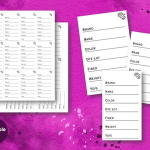 Printable Yarn Labels, Printable Yarn Cards, Yarn Information Tags for ...