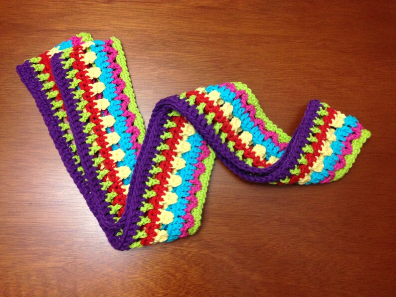 Bright Crochet Scarf Pattern / Tutorial: Colorful Summer Scarf - Etsy