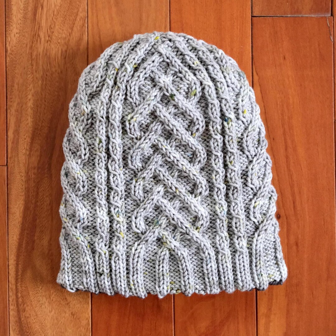Cable Hat Knitting Pattern for Child and Adults, DK Weight Knit Beanie ...