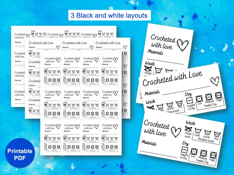 Crocheted With Love Printable Care Cards, Printable Crochet Care Labels ...