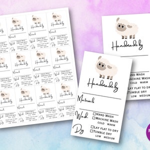 Handmade Printable Sheep Care Tags for Crochet and Knit, Printable Care ...