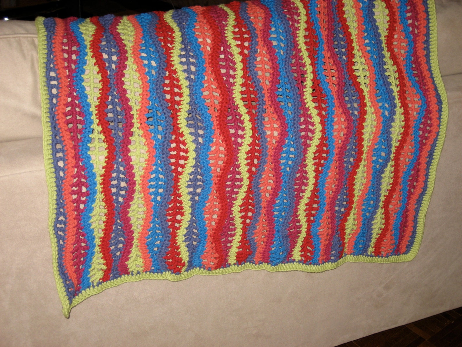 Crochet Pattern: Baby Blanket Open Waves Blanket Pattern, Colorful ...