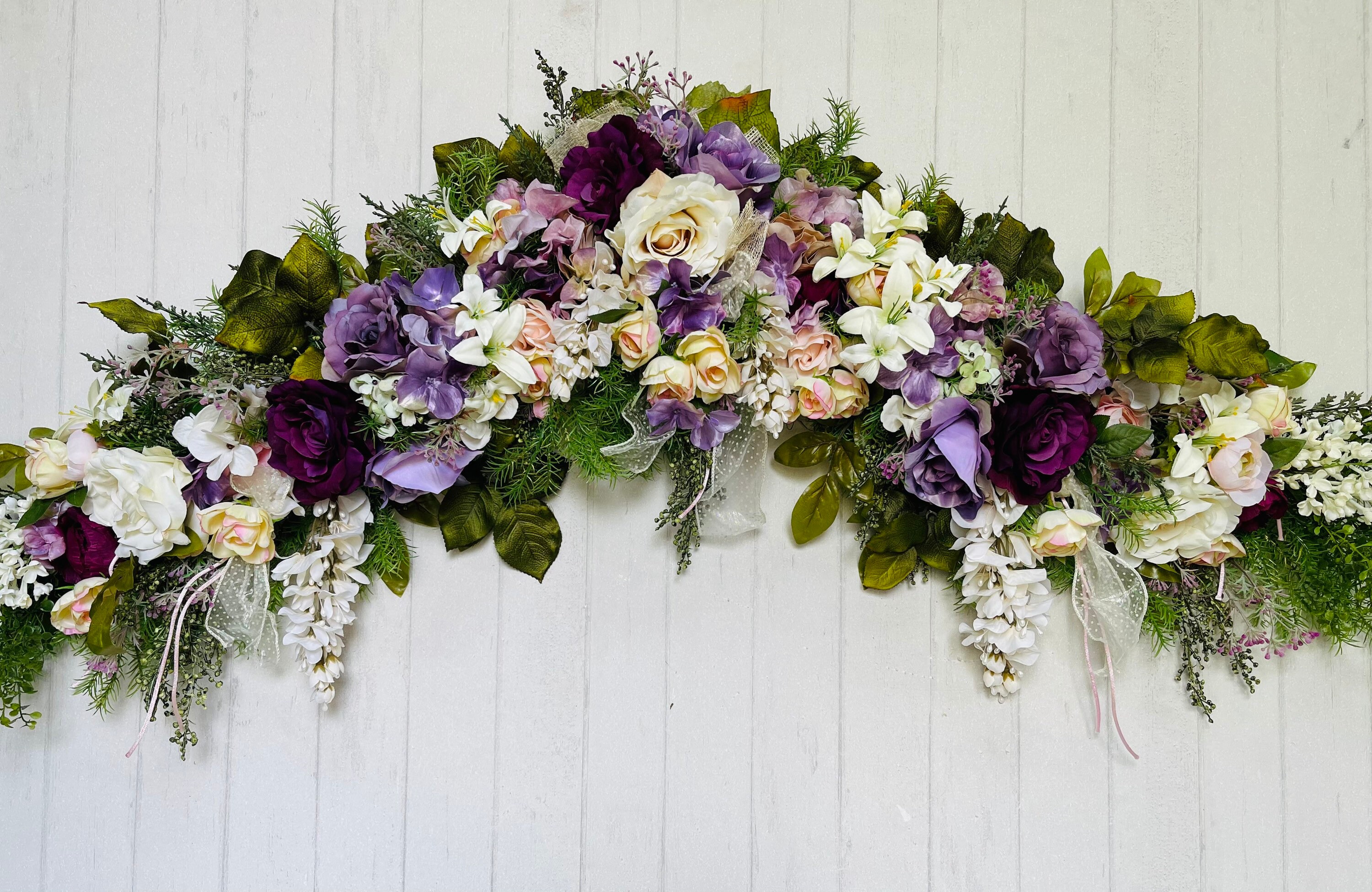 Purple Rose Swag, Wedding Flowers, Purple Floral Backdrop, Purple ...