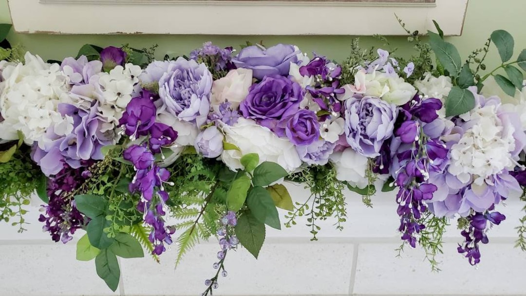 Purple Flower Swag Wedding Arch Arrangement Lavender Table Floral ...