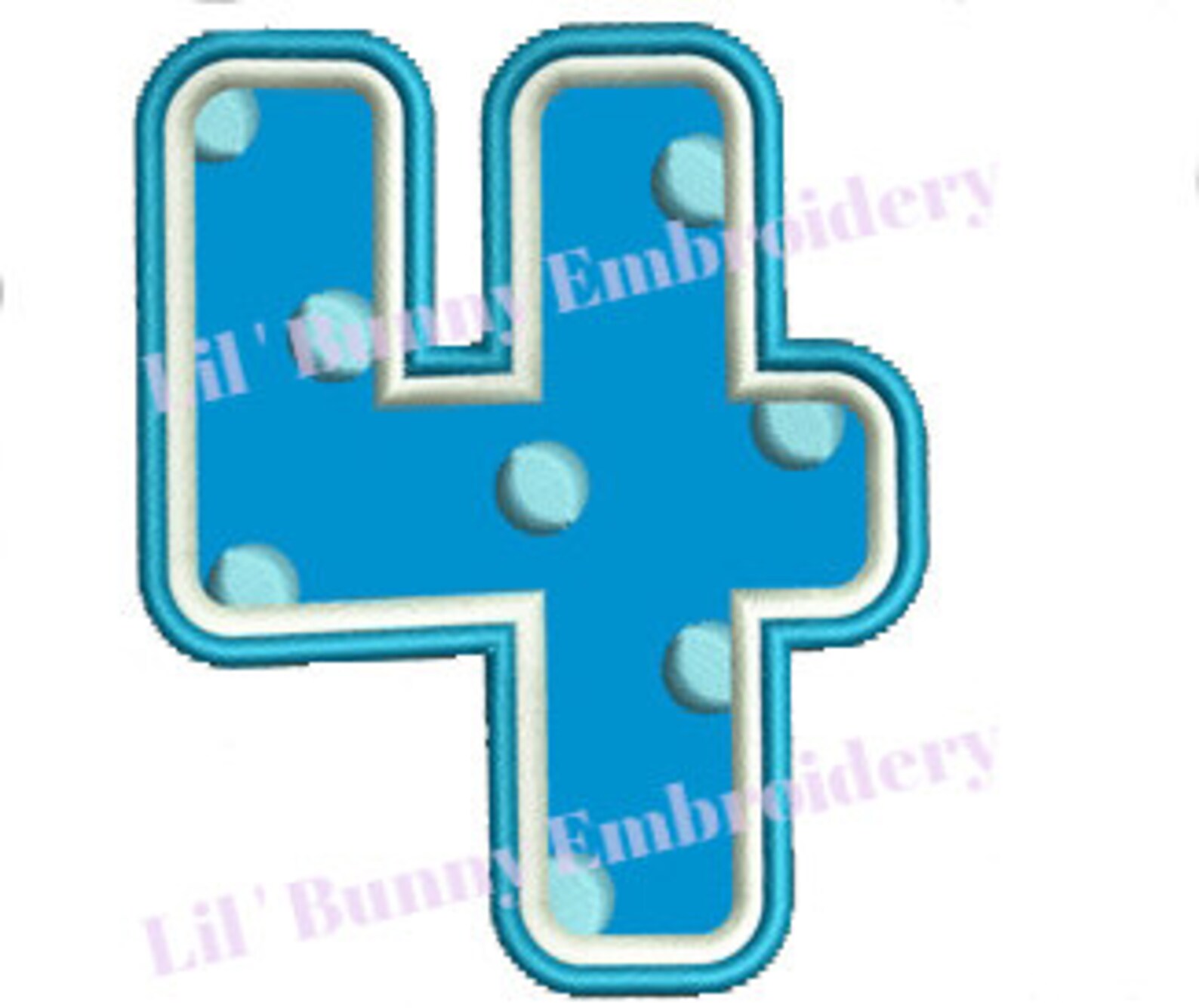 Applique Machine Embroidery Number Four Design Pattern | Etsy