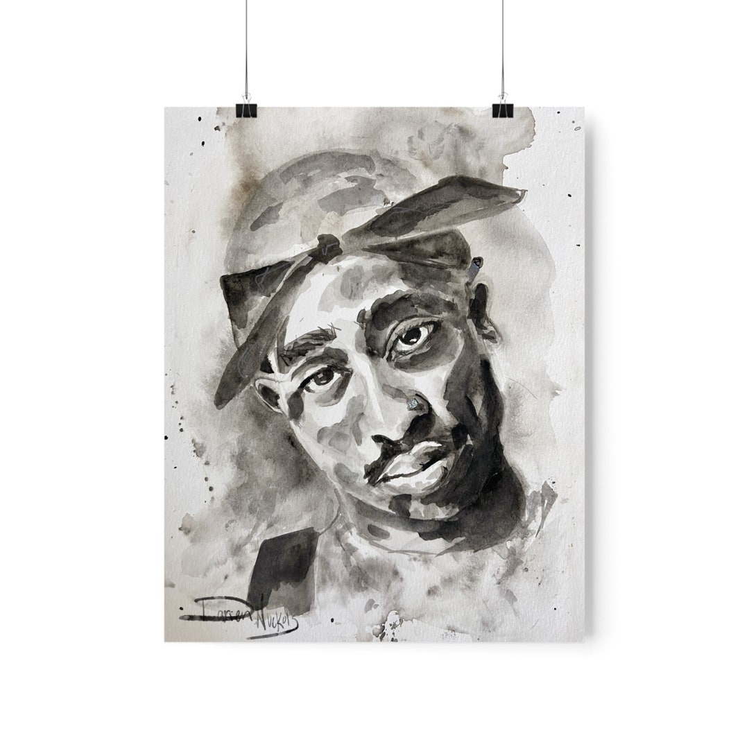 Iconic Tupac Art Print: Original Watercolor & Ink Masterpiece - Etsy