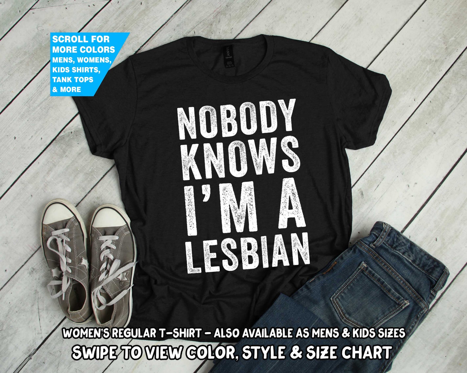Nobody Knows Im A Lesbian Shirt Gay Pride Bisexual Womens Mens Etsy