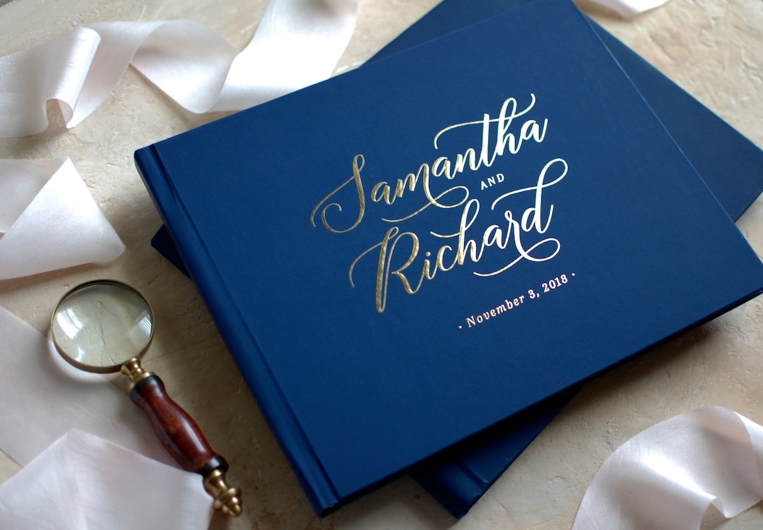 Navy Wedding Guest Book, Navy Blue Wedding Guest Book, Navy Guestbook ...