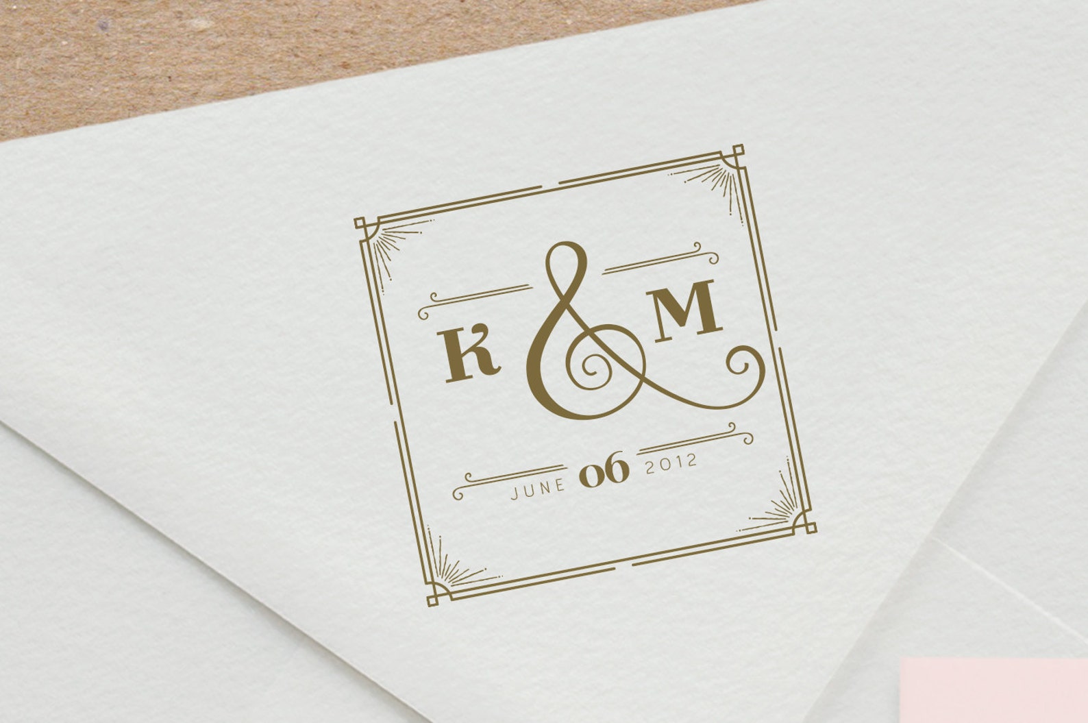 Great Gatsby Wedding Monogram Stamp, Custom Rubber Stamp, Wedding Stamp ...