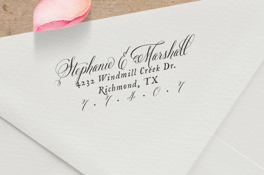 Custom Return Address Stamp -calligraphy Stamp- Custom Wedding Address ...