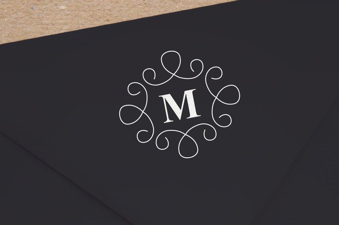 Elegant and Modern Monogram Stamp, Custom Rubber Stamp, Wedding ...