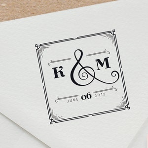 Great Gatsby Wedding Monogram Stamp, Custom Rubber Stamp, Wedding Stamp ...