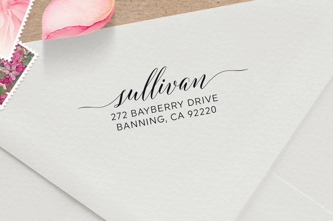 Custom Address Stamp, Wood Handled Rubber Stamp, Calligraphy Stamp ...