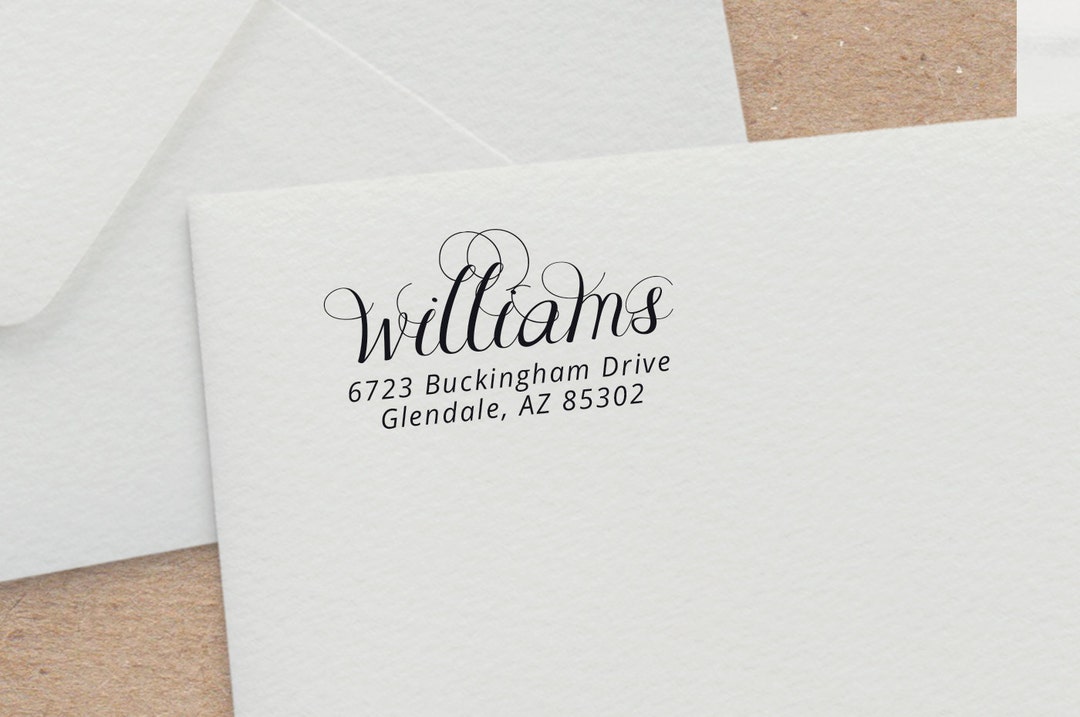 Elegant Script Address Stamp, Wedding Invitation Stamp, Customized ...