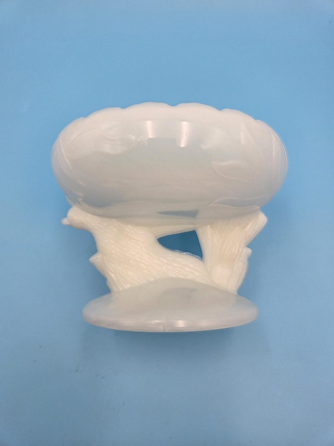 Peacock Translucent Milk Glass Bowl Vintage - Etsy