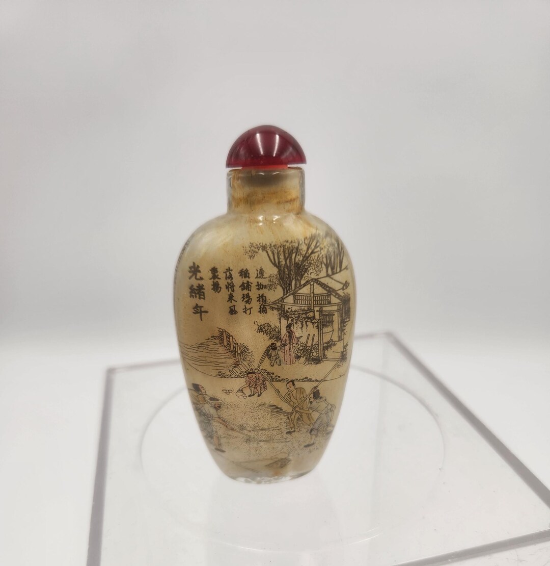 Vintage Snuff Bottle Japanese Inverted Painted - Etsy