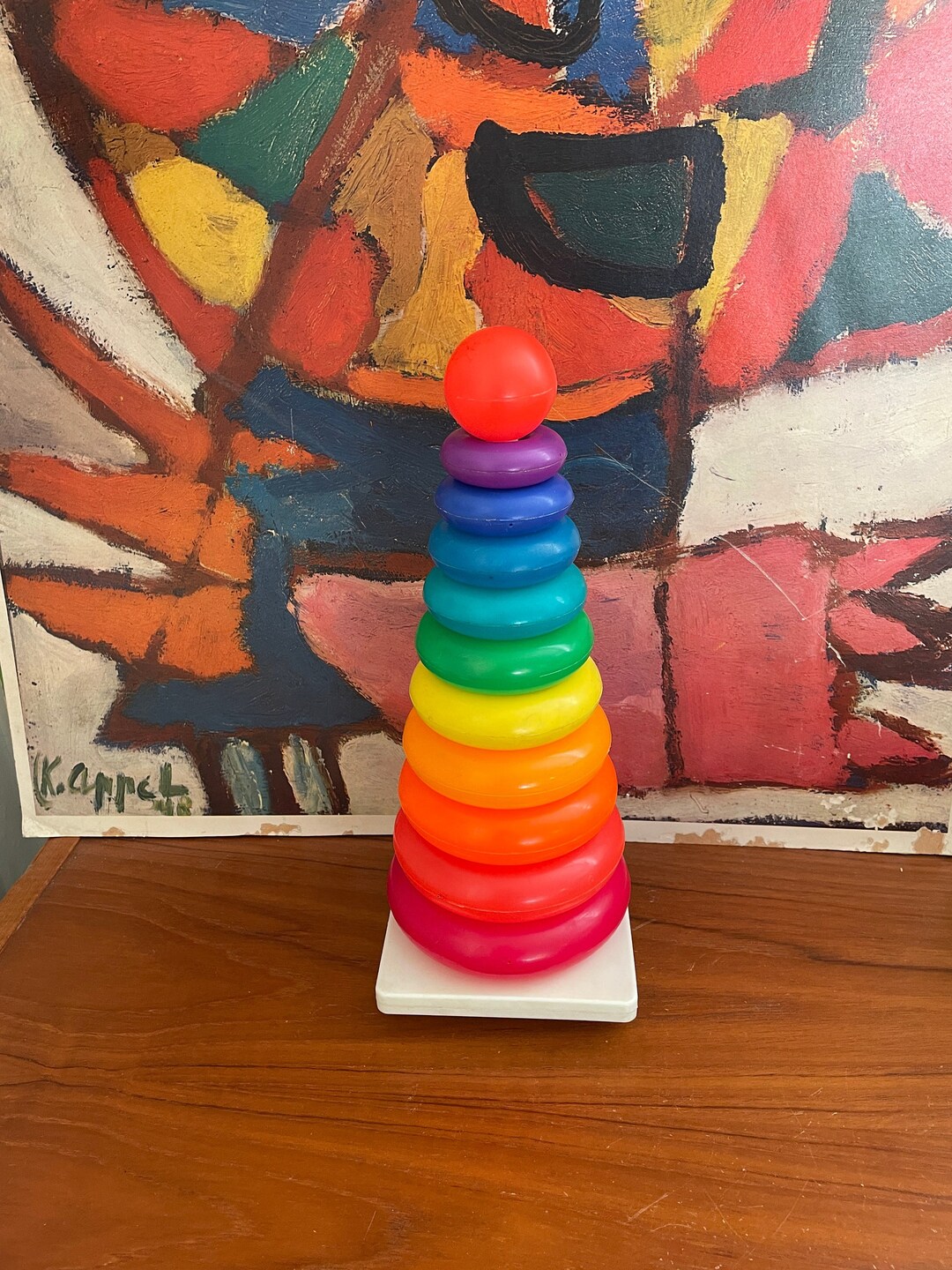 Vintage Fisher Price Rainbow Stacking Rings Tower With Rocking Base - Etsy