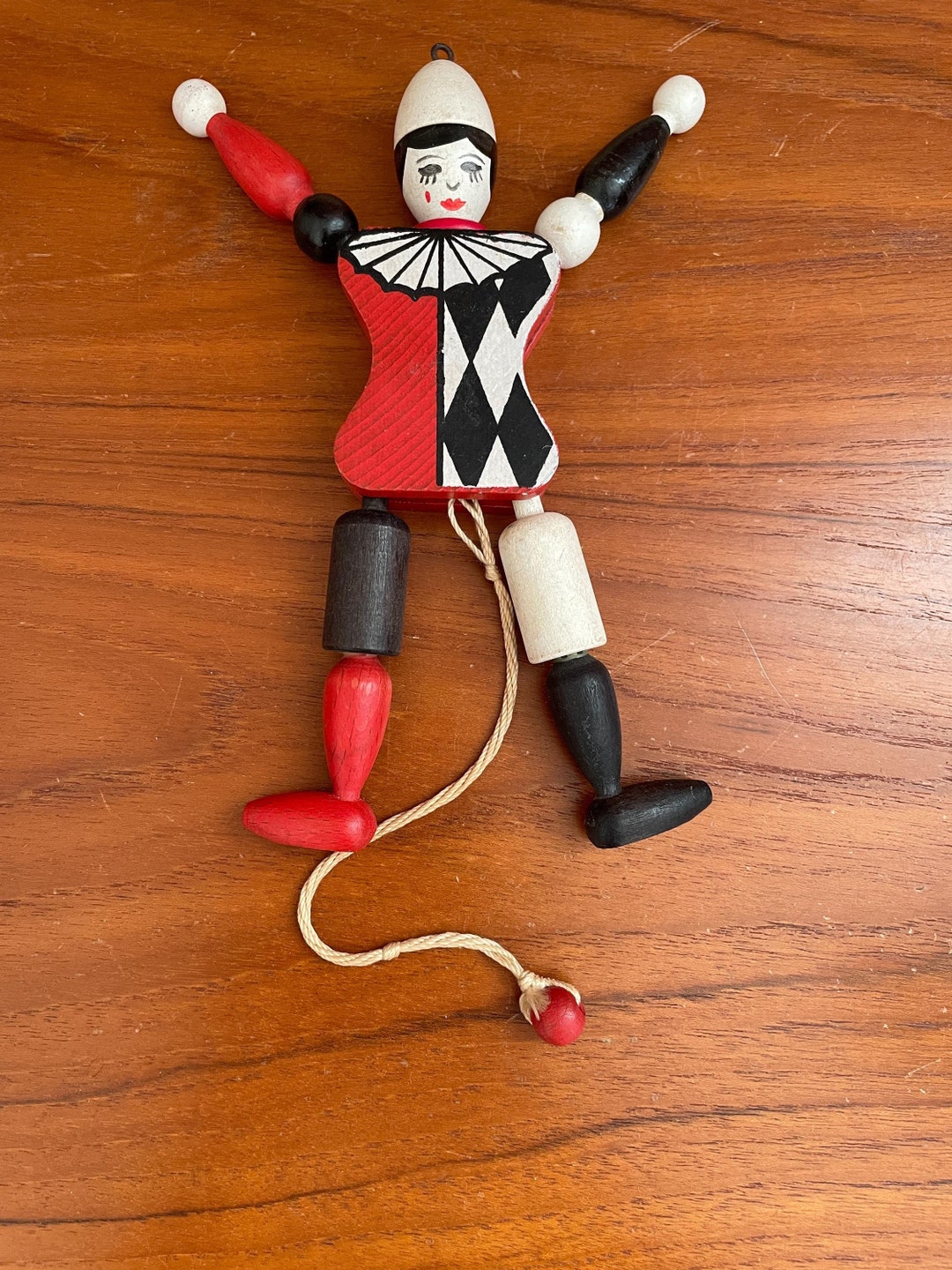 Vintage Colorful Wood String Harlequin Toy/decor - Etsy