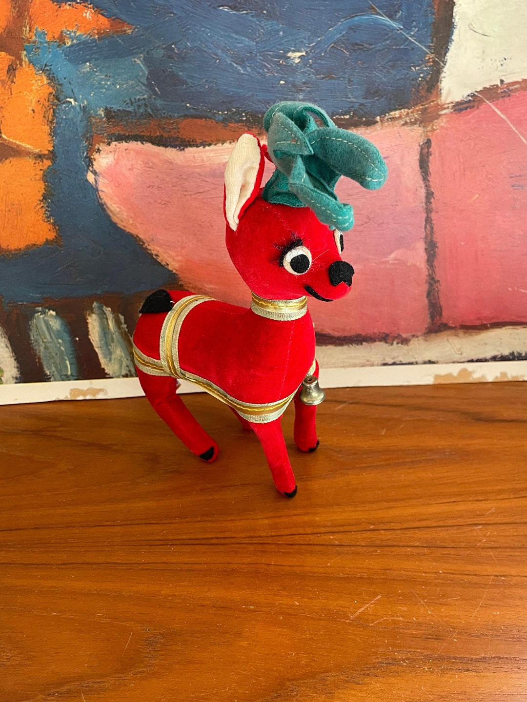 Vintage Dakin Dream Pets Red Christmas Reindeer - Etsy