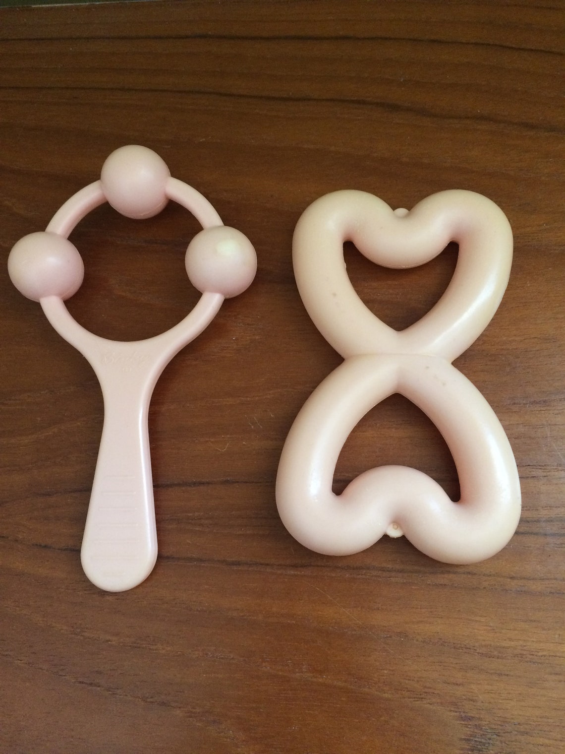Set of 2 Vintage Pink Rattles - Etsy