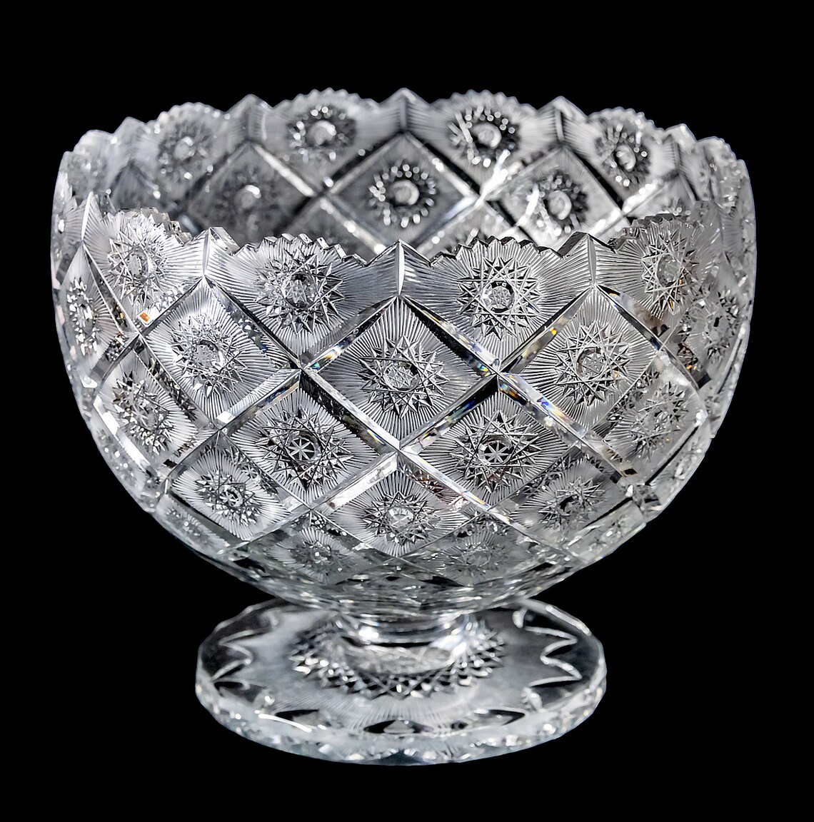 Large Hand-cut Crystal Vase Centerpiece - Etsy