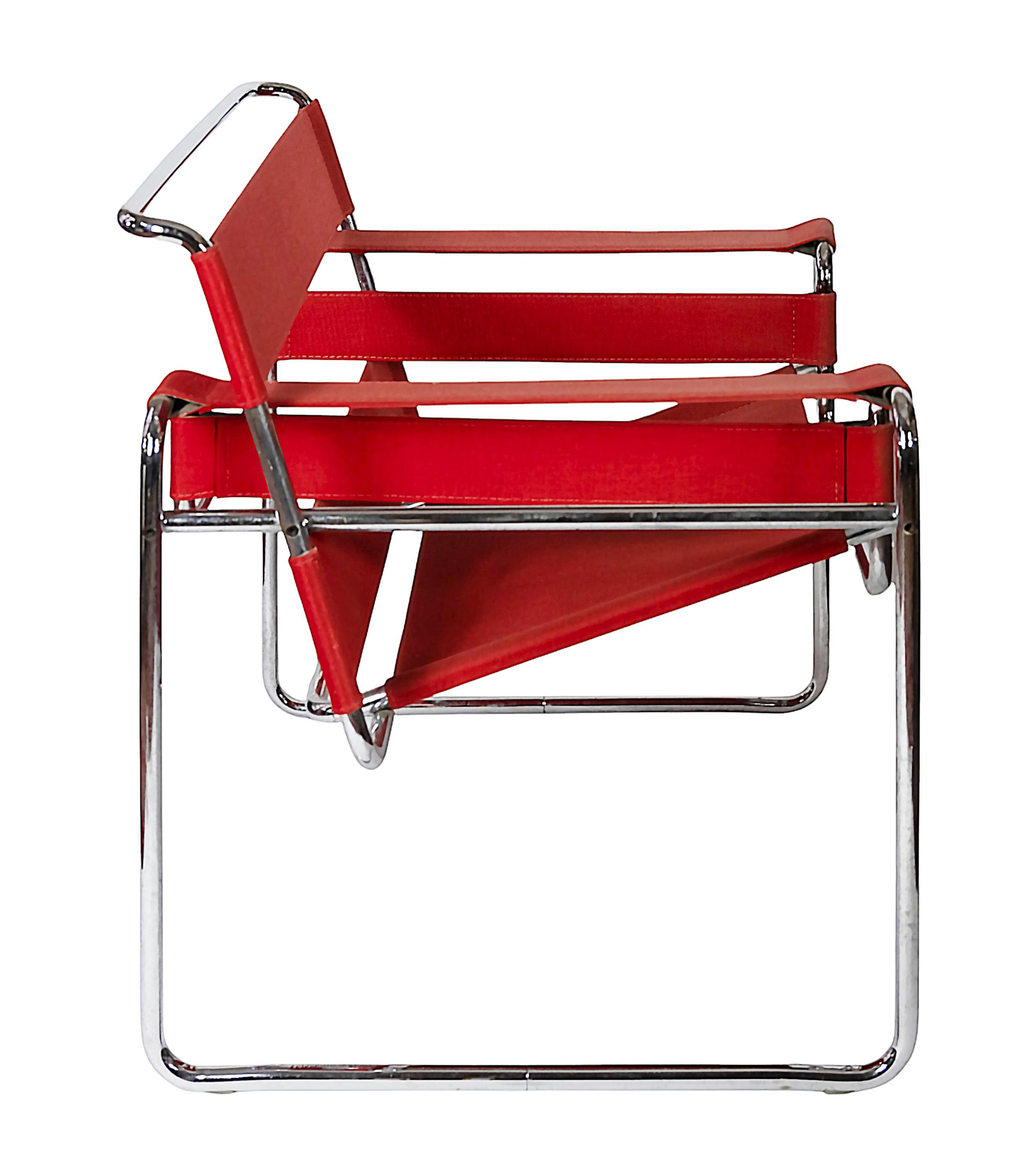 Marcel Breuer Red Canvas Wassily Lounge Chair by Knoll Studio - Etsy
